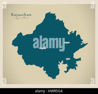 Rajasthan, India. Simple vector map. State shape. Solid style. Border ...