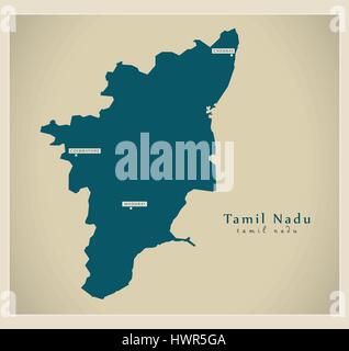 Tamil Nadu, India. Simple vector map. State shape. Solid style. Border ...