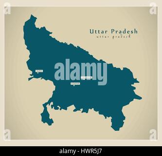 Uttar Pradesh state map in English lettering. Uttar Pradesh typography ...