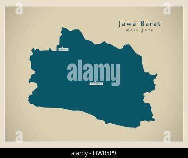Jawa Barat, West Java administrative and political vector map ...