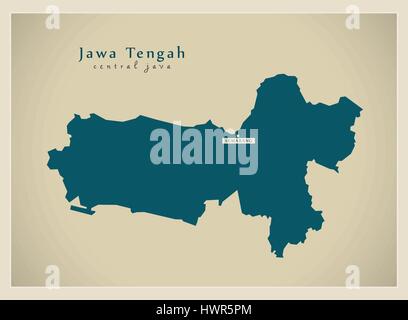 Jawa Tengah, Central Java administrative and political vector map ...