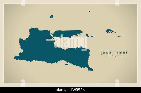 Jawa Timur, East Java administrative and political vector map ...