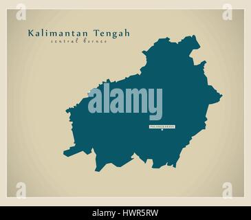 Map of Indonesia with the provinces, Central Kalimantan is highlighted ...