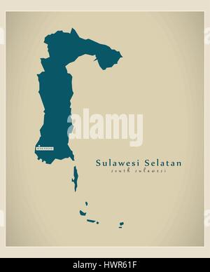 Map of Indonesia with the provinces, South Sulawesi is highlighted ...