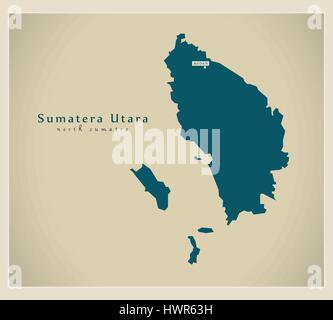 Map of Indonesia with the provinces, North Sumatra is highlighted Stock ...