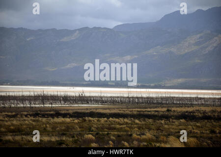 Low levels Theewaterskloof dam, reservoir, near Franschhoek, Western ...