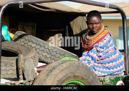 MARARAL, KENYA - JULY 03: African woman from the Samburu tribe with ...