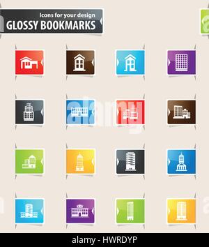 Buildings vector glossy bookmarks for your design Stock Vector Image ...