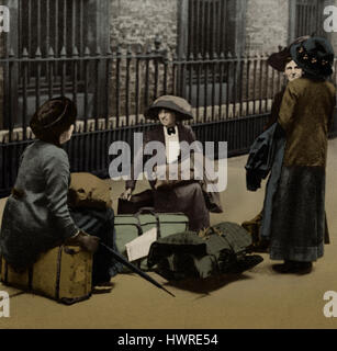 Suffragettes who had smashed windows on Regent Street in 1912 waiting ...