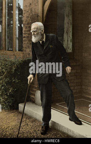 George Bernard Shaw, portrait with walking stick. 'The Chucker Out ...