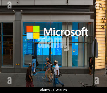 The New York offices of the Microsoft company on Eighth Avenue on ...