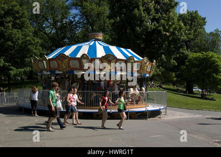 Carousel on Boston Common, Boston, Massachusetts, with a sea of flags ...