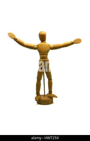 Wooden mannequin with welcome pose Stock Photo - Alamy