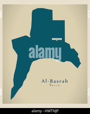 Al Basrah city map, Iraq - Topographic vector map poster Stock Vector ...