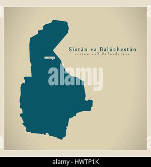 Map of Iran with the provinces, Sistan and Baluchestan is highlighted ...