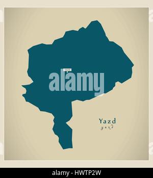 Yazd, IR, Iran map. Just a simple border map. Shape of the region. Flat ...