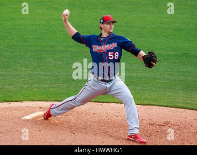 Minnesota Twins relief pitcher Justin Topa throws in the sixth inning ...