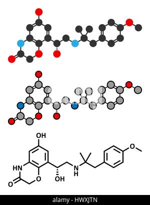 Olodaterol COPD drug molecule (ultra-LABA class). Skeletal formula ...