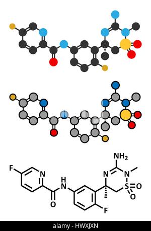 Verubecestat Alzheimer's disease drug molecule (BACE1 inhibitor ...