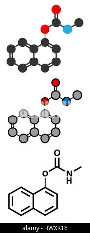Carbaryl (carbaril) insecticide molecule (carbamate class). Skeletal ...