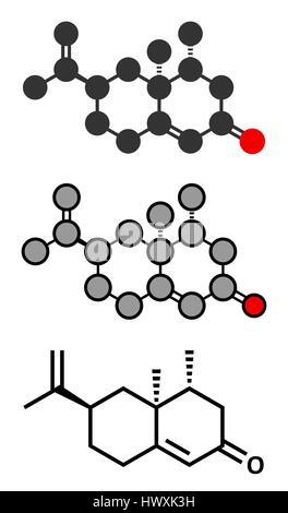 Nootkatone natural insect repellent molecule. Present in grapefruit. 3D ...