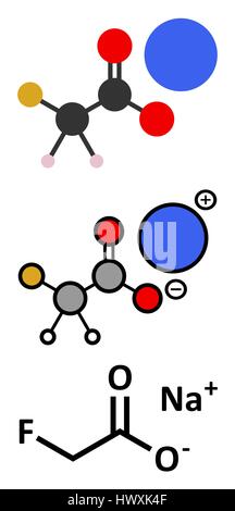 Sodium fluoroacetate pesticide (1080), chemical structure. Skeletal ...