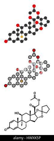 Amcinonide topical corticosteroid drug molecule. Skeletal formula Stock ...