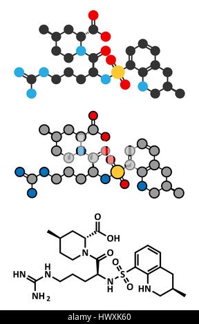 Argatroban anticoagulant drug molecule (direct thrombin inhibitor Stock ...
