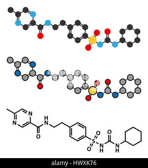 Glipizide diabetes drug molecule. Skeletal formula Stock Vector Image ...