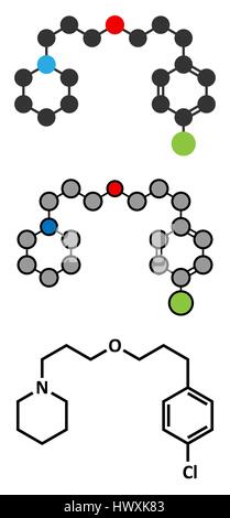 Pitolisant (tiprolisant) narcolepsy drug molecule. Skeletal formula ...