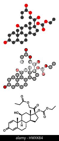 Prednicarbate topical corticosteroid drug molecule. Skeletal formula ...