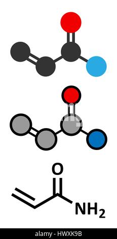 Acrylamide. Molecular model of the chemical acrylamide (C3.H5.N.O Stock ...