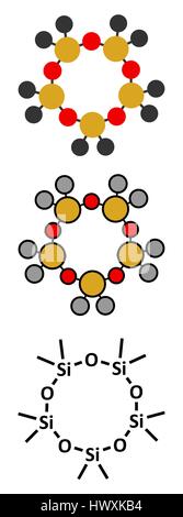 Decamethylcyclopentasiloxane (D5) molecule. Cyclic silicone chemical ...