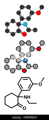 Methoxetamine designer drug molecule. Stylized skeletal formula ...