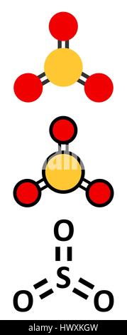 Sulfur trioxide (sulfuric anhydride, SO3) molecule. Structural chemical ...