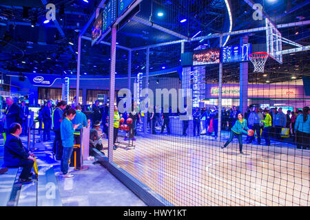 LAS VEGAS - JAN 08 : The Intel booth at the CES show in Las Vegas on ...