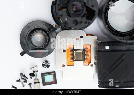 Disassembled smartphone camera, modern lens of smartphone camera ...