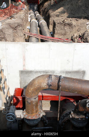 construction site with community heating system pipes Stock Photo - Alamy