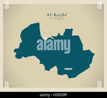 Map of Yemen with the provinces, Al Bayda' is highlighted Stock Vector ...