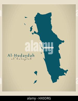 Map of Yemen with the provinces, Al Hudaydah is highlighted Stock ...