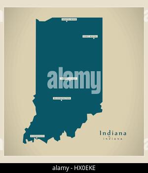 The administrative maps of Indiana State, USA Stock Vector Image & Art ...