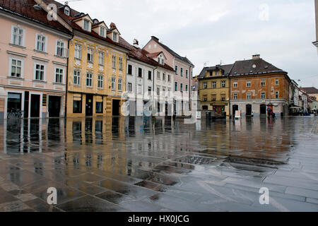 The Main square of the village of Kranj situated in Slovenia Stock ...