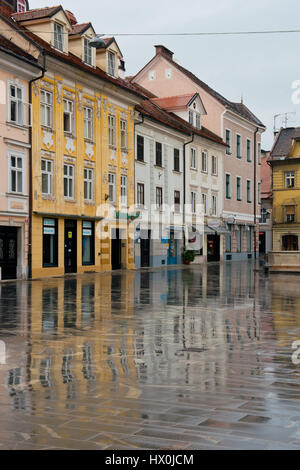 The Main square of the village of Kranj situated in Slovenia Stock ...