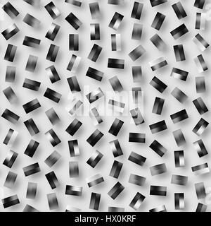 Scattered Geometric Shaded Shapes. Abstract Seamless Monochrome Pattern ...