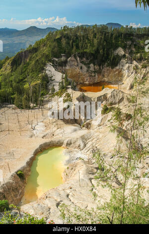 Crater lakes of stunning Wawo muda volcano in Flores in Indonesia Stock ...