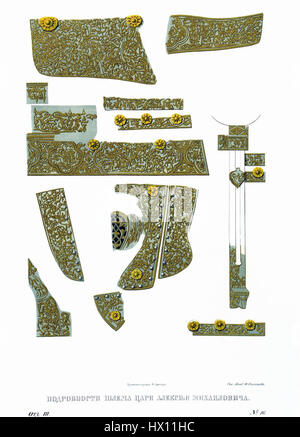 This illustration from the 'Drevnosti RG v3' depicts a Bulat shield, an ...