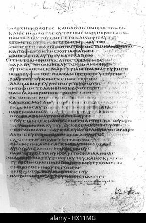 A historical manuscript fragment known as the Codex Ephraemi, which ...