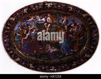 'Apollo and the Muses' by Martial Courtois is a 16th-century artwork ...