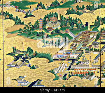 A depiction of Edo (modern-day Tokyo), Japan, likely representing a ...