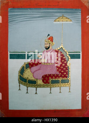 This painting depicts the Mughal Emperor Humayun receiving the head of ...